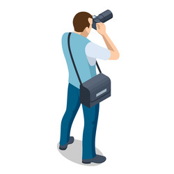 Isometric man photographer with dslr camera Vector Image