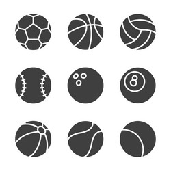 Sports balls icon set on white background Vector Image