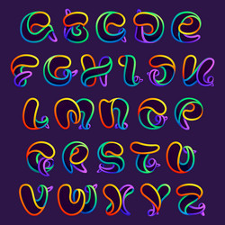 Abc letters color font sample isolated on black Vector Image