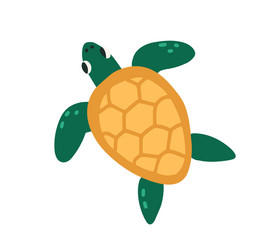 Cute and funny green turtle with shell side view Vector Image