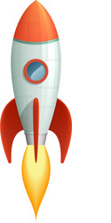 Red cartoon rocket isolated on white background Vector Image