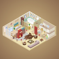 Isometric home house interior with living room Vector Image
