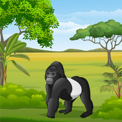 Cartoon silverback gorilla Royalty Free Vector Image