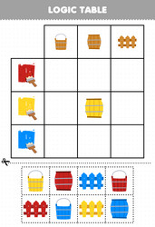 Education game for children logic table cut Vector Image