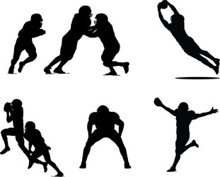 Silhouettes of football players celebrating Vector Image