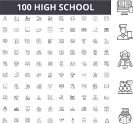 High school line icons signs set education Vector Image