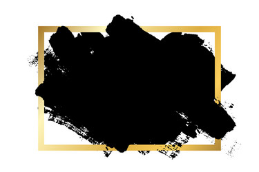 Brush stroke gold text box isolated white Vector Image