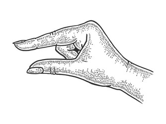 Hand showing tiny small size sketch Royalty Free Vector