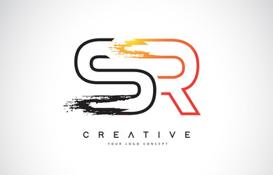 Sr letter design with brush stroke and modern 3d Vector Image