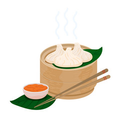 Baozi steamed chinese buns momo dumplings Vector Image