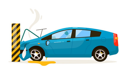 Car crashed into lamppost auto accident flat Vector Image