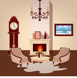 Interior living room in old victorian style Vector Image