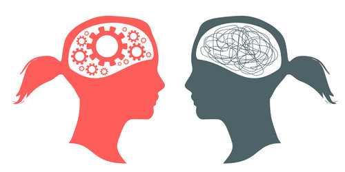 Metaphor bipolar disorder mind mental split Vector Image