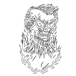 Zombie outline sketch Royalty Free Vector Image