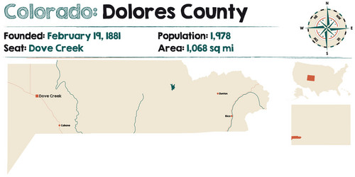 Map dolores county in colorado Royalty Free Vector Image