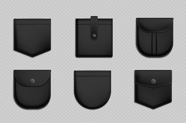 Realistic set of black pocket mockup templates Vector Image