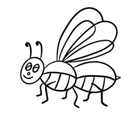Cartoon doodle linear midge fly Royalty Free Vector Image