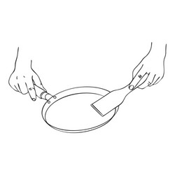 Cooking hands with pan Royalty Free Vector Image