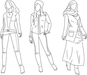 Beautiful slim women sketch Royalty Free Vector Image