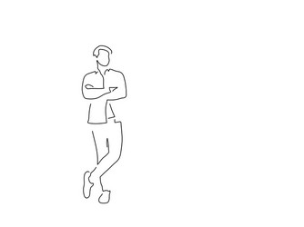 Full length people isolated line drawing Vector Image