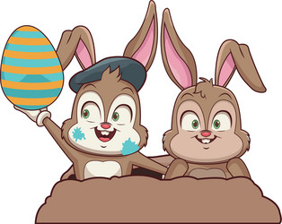 Rabbits couple cartoon Royalty Free Vector Image