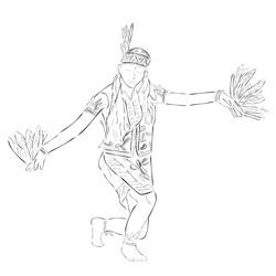 Simple black outline sketch dayak traditional Vector Image