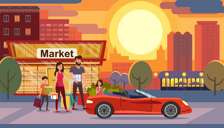 Family shopping Royalty Free Vector Image - VectorStock