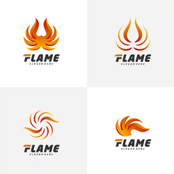 Set fire flame logo design template red drop Vector Image