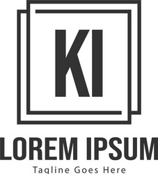 Initial ki logo template with modern frame Vector Image