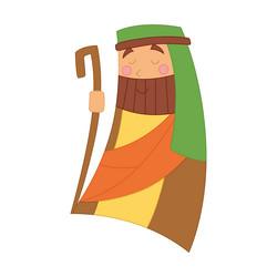 Isolated shepherd cartoon nativity character Vector Image