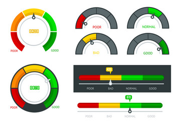 Credit score indicators and gauges set Royalty Free Vector