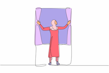 Continuous one line drawing back view of young Vector Image