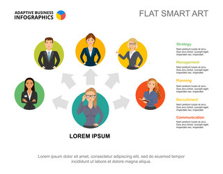 Five workers process chart template Royalty Free Vector