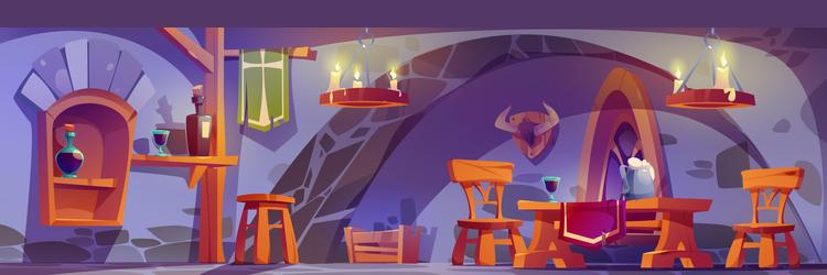 Medieval tavern in castle dungeon ancient bar Vector Image