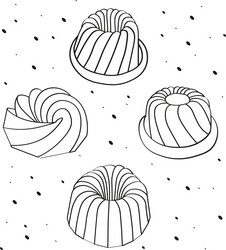 Black outline colored bundt cake icons Royalty Free Vector