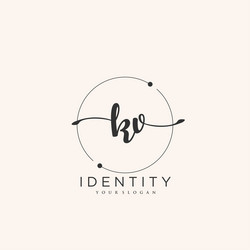 Kv handwriting logo of initial signature wedding Vector Image