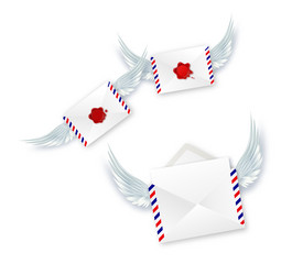 Paper envelope with angel wings letters be my Vector Image