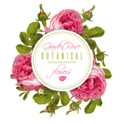 Romantic flowers round banner Royalty Free Vector Image