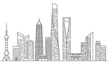 Famous skycraper in shanghai china Royalty Free Vector Image