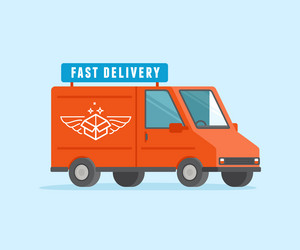 Delivery courier truck car deliver flat cartoon Vector Image