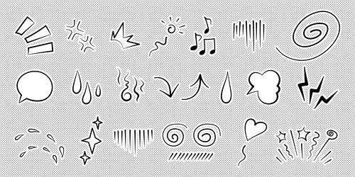 Manga or anime comic emoticon element graphic Vector Image