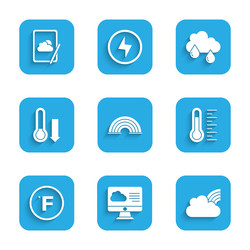 Set weather forecast rainbow with clouds Vector Image