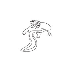Single continuous line drawing of beauty axolotl Vector Image