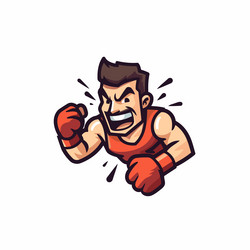 Cartoon boxer punching isolated on white Vector Image