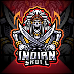 Indian head mascot esport logo design Royalty Free Vector