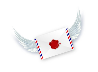 Paper envelope with angel wings letters be my Vector Image