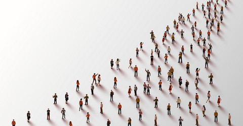 Template with a crowd of people standing in line Vector Image