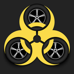 Biohazard symbol with car wheel Royalty Free Vector Image