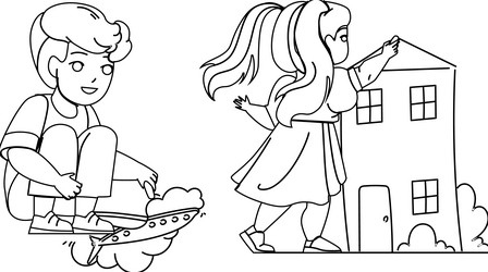 Kids Helping Each Other Drawing