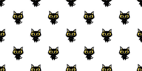 Cartoon character cute black cat seamless pattern Vector Image